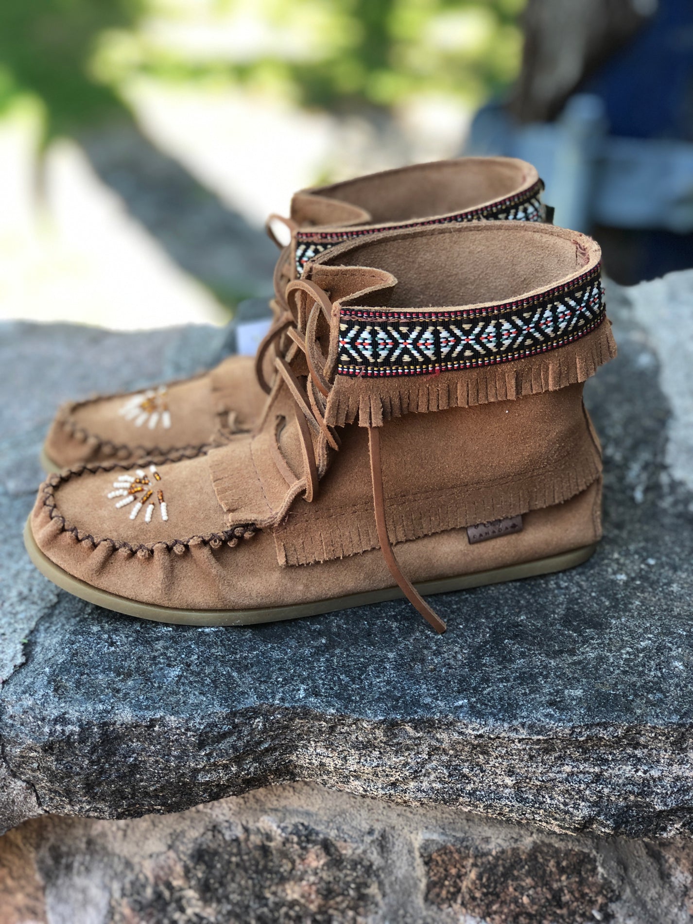 Beaded Village Style Bootie-Mocha Suede – Whetung Ojibwa Centre